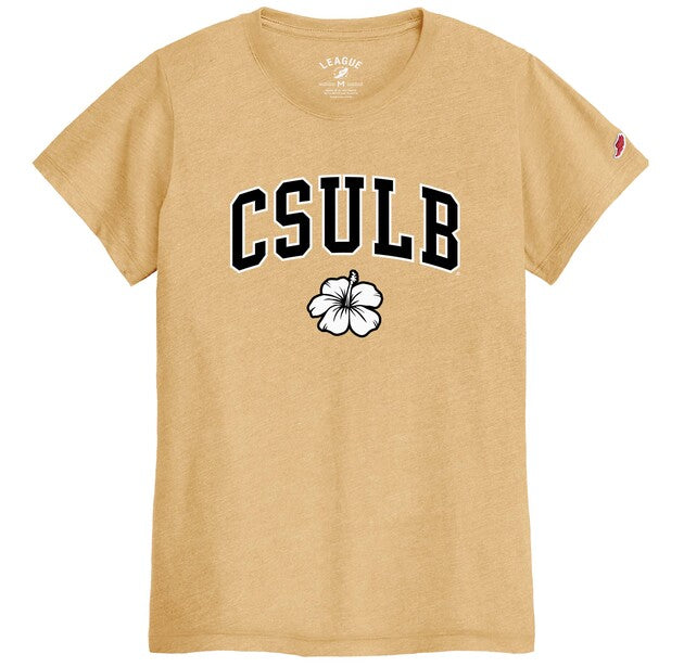 Women's CSULB Over Hibiscus T-Shirt - Gold, League – Long Beach State ...