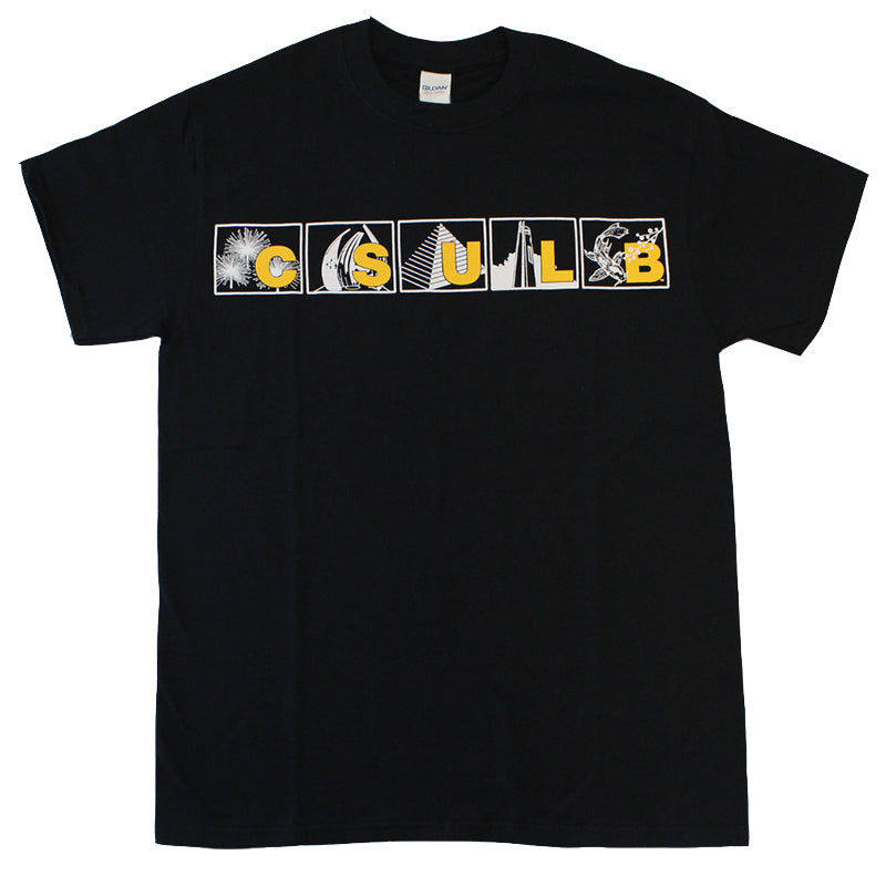 CSULB Campus Icons T-Shirt - Black, TLC – Long Beach State Official Store