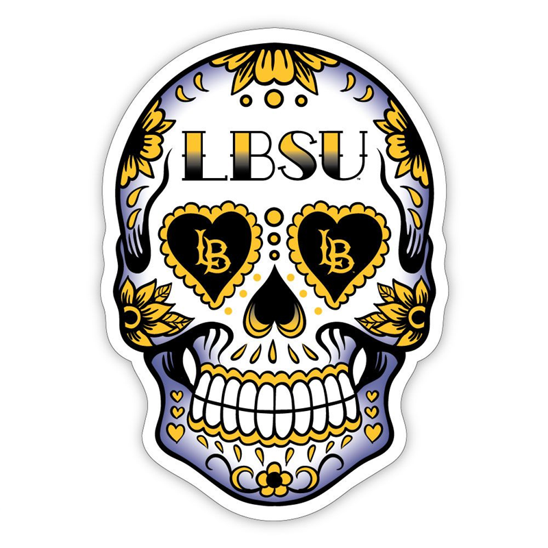 LBSU Sugar Skull Sticker - White, SDS – Long Beach State Official Store